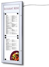 Venkovní uzamykatelná světelná menu vitrína 2 x A4, na výšku, hliník