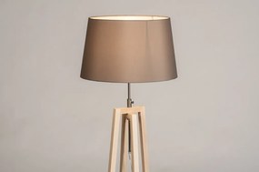 Stojací designová lampa Paola Grey and Natur Wood