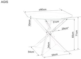 Jídelní stůl Agis 90 cm čirý/černý