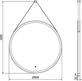 Mexen Reni, LED koupelnové zrcadlo s podsvícením 80x80 cm, 6000K, černý rám, ochrana proti zamlžování, 9812-080-080-611-70