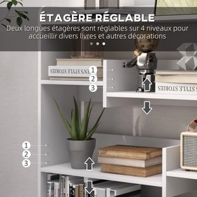 HOMCOM Knihovna s Úložným Prostorem rozměr 90Š x 24H x 91V cm 4 Úrovně 3 Zadní Panely Dřevovláknité Desky Bílá