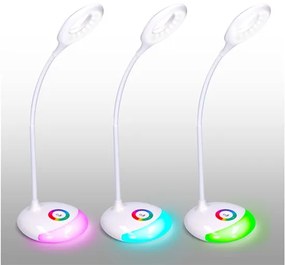 Stolní lampička ZOOM - LED 5W - nastavitelná barva podsvícení - s integrovanou baterií - bílá