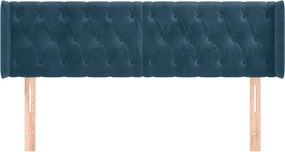 Čelo postele typu ušák tmavě modrá 163x16x78/88 cm samet 3119162