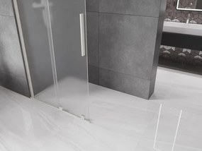 Mexen Velar, sprchová zástěna s posuvnými dveřmi Walk-in 100 x 200 cm, 8mm sklo námraza, broušená ocel, 871-100-000-33-97