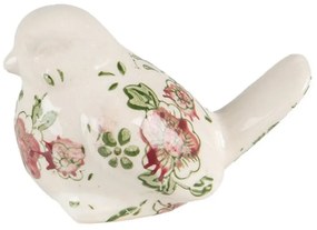 Keramický dekorační ptáček s růžovými květy Lillia M – 10x6x7 cm
