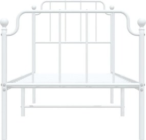 vidaXL Kovový rám postele s hlavovým a nožním čelem 75 x 190 cm [373944] Barva: Bílá