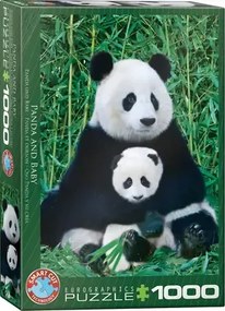 EUROGRAPHICS Puzzle Panda a mládě / 1000 dílků / 48 x 68 cm