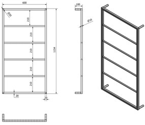 Sapho SKA nástěnný sušák ručníků 600x1150x100mm, bílá mat - SKA512