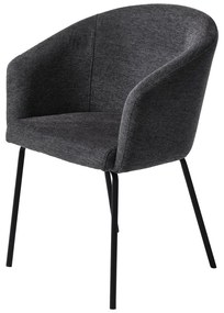 Tmavě šedé čalouněné jídelní křeslo s područkami Easton – Unique Furniture