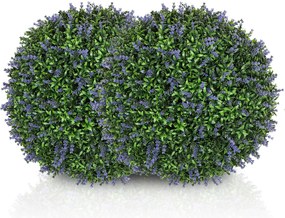 HOMCOM Sada 2 umělých levandulí, pokojová rostlina 42 cm, umělá rostlina ve tvaru koule, velké dekorativní umělé květiny pro domácnost, kancelář, cho…