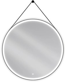 Mexen Reni podsvícené koupelnové zrcadlo, Kulaté 100 cm, LED 6000K, ventilátor, Černá rama - 9812-100-100-611-70