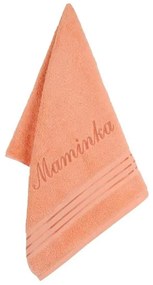 Bellatex Froté ručník kolekce Linie s výšivkou Maminka 50x100 cm lososová