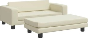 Dětská pohovka s podnožkou krémová 100 x 50 x 30 cm umělá kůže 3196415