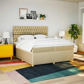 Box spring postel s matrací krémová 200x200 cm textil 3294475