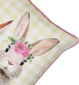 Zelený károvaný polštář s králíčky Rabbio - 45*15*45cm