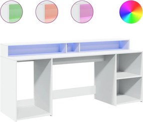 Psací stůl s LED světly bílý 200 x 55 x 91 cm kompozitní dřevo 3309438