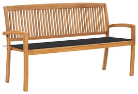 Stohovatelná zahradní lavice s poduškou 159 cm masivní teak 3063306