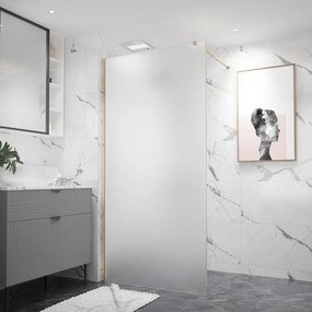 Erga Paris, sprchová zástěna Walk-In 30x200 cm, 8mm sklo námraza, zlatý lesklý profil, ERG-V02-PARIS-030x200-FR-GD