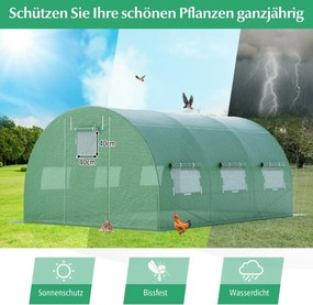 Costway Skleník |12 m² fóliovník s kovovým rámem skleník s 6 rolovacími okny