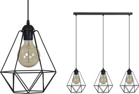 Závěsné Stropní Svítidlo S Trojitým Moderním Lustrem Diamant Loft Edison