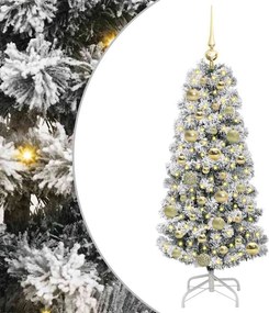 Umělý Skládací Vánoční Strom 150 LED Zelená a bílá 120 cm 3395581