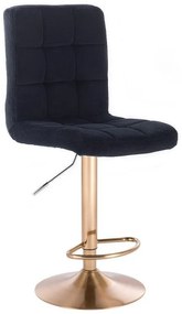 LuxuryForm DESIGN Barová židle TOLEDO VELUR na zlaté kulaté podstavě - černá