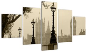 Obraz - Londýn v mlze, Anglie (125x70 cm)