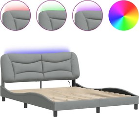 Rám postele s LED bez matrace Hvar Světle šedá 160x200 cm Látka 3213711