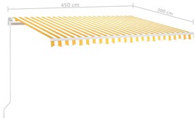 vidaXL Marketos Ručně zatahovací markýza 450 x 300 cm žlutobílá