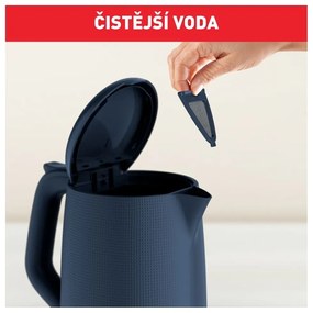 Tmavě modrá plastová rychlovarná konvice 1,7 l KO2M0410 – Tefal