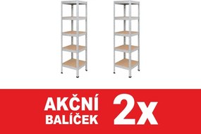 Akce 2x Regál 183x40x40 cm zinkovaný 5-policový, nosnost 1000 kg, RIVET
