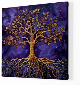 Obraz na plátně - Strom života Zlatý Purpilles FeelHappy.cz Velikost obrazu: 120 x 120 cm