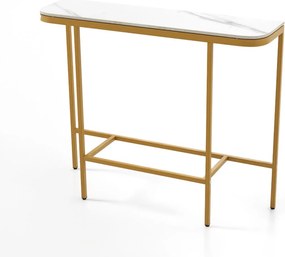 Costway Moderní konzolový stůl pohovka s deskou z umělého mramoru a kovovým