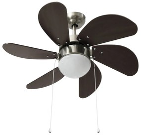 vidaXL Stropní ventilátor se světlem 76 cm tmavě hnědý
