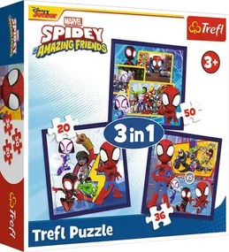 TREFL Puzzle Spidey: Pavouci a dinosauři 3v1 / 20, 36, 50 dílků