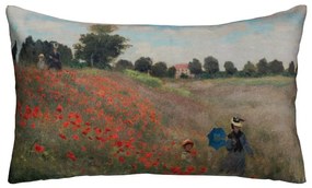 SCANquilt povlak ART VELVET monet-pole vlčích máků zelenočervená 30 x 50 cm