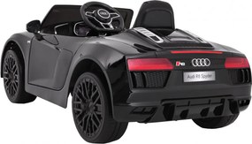 Ramiz Elektrické autíčko Audi R8 Spyder pro děti lakované černé + dálkové ovládání + EVA + pomalý start + rádio MP3 + LED