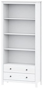 Knihovna 2 zásuvky TORINO bílá, kovové úchytky