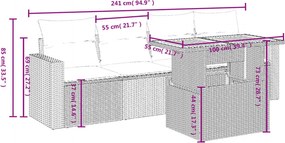 5dílná zahradní sedací souprava s poduškami béžová polyratan 3271192