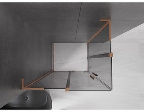 Mexen Velar L Duo, sprchový kout s posuvnými dveřmi 90 x 80 cm, 8mm šedé sklo, měděná matná, 871-090-080-02-43-65