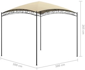 vidaXL Marketos Altán 3 x 3 x 2,65 m krémový 180 g/m²