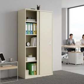 Vysoká skříň SimpleOffice 80 x 40 x 180 cm, dub světlý / šedá
