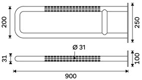 Nimco Pevné podpěrné madlo 900 mm - BMUC 9090-90, černé