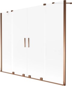Mexen, Mexen Velar Duo parawan nawannowy 2-skrzydłowy rozsuwany 200 x 150 cm, szron, różowe złoto - 896-200-000-32-60