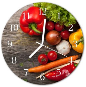Nástenné skleněné hodiny zeleninový fi 30 cm