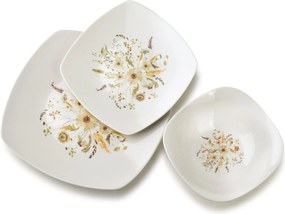 Porcelánová jídelní sada LEA Beige 18 ks bílá/béžová