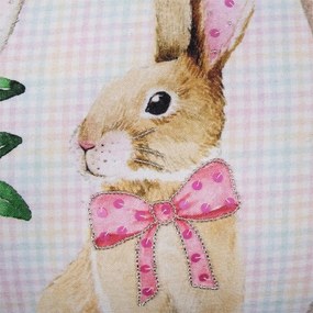 Růžový károvaný polštář s králíčky Rabbio - 45*15*35cm