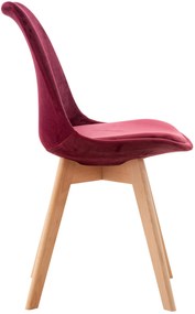 Jídelní židle Crediton - 4 ks - samet | červené bordeaux
