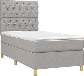 Box spring postel s matrací a LED světle šedá 80x200 cm textil 3135629