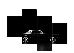 Vícedílný obraz Černé Retro Auto Na Tmavém Pozadí Nedostatek Nedostatek Přírodní plátno 160x100